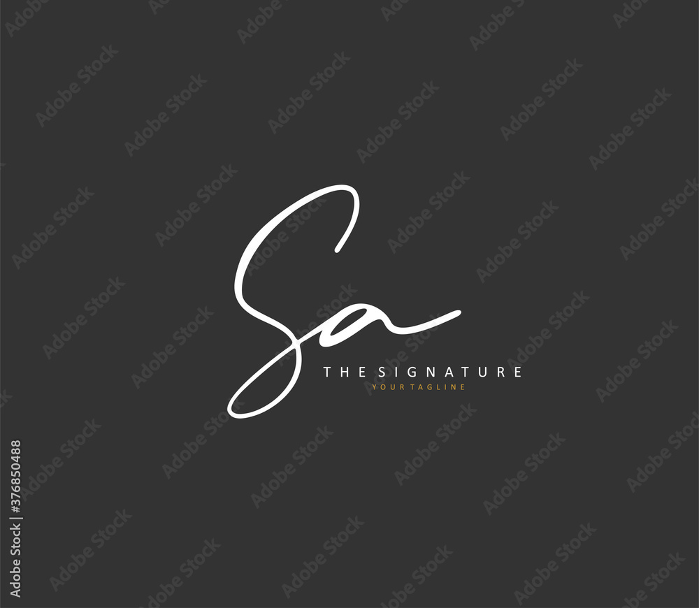 SA Initial letter handwriting and signature logo. A concept handwriting ...