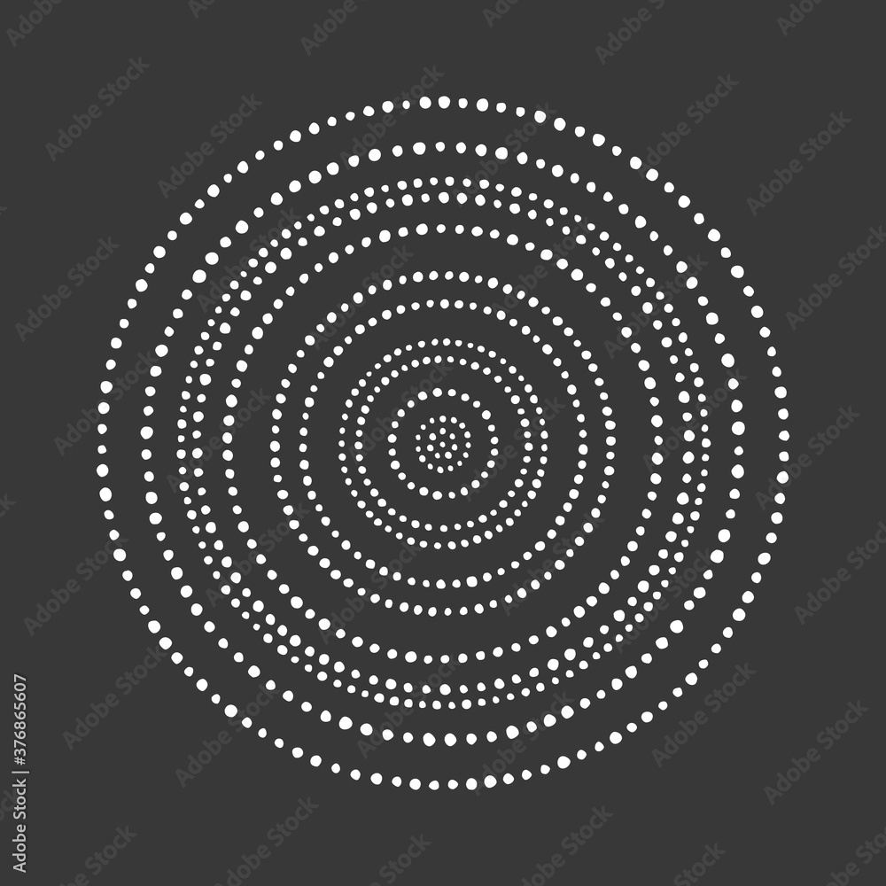 Winter round snow frame made of hand drawn dots, beads, dot snowflakes ...