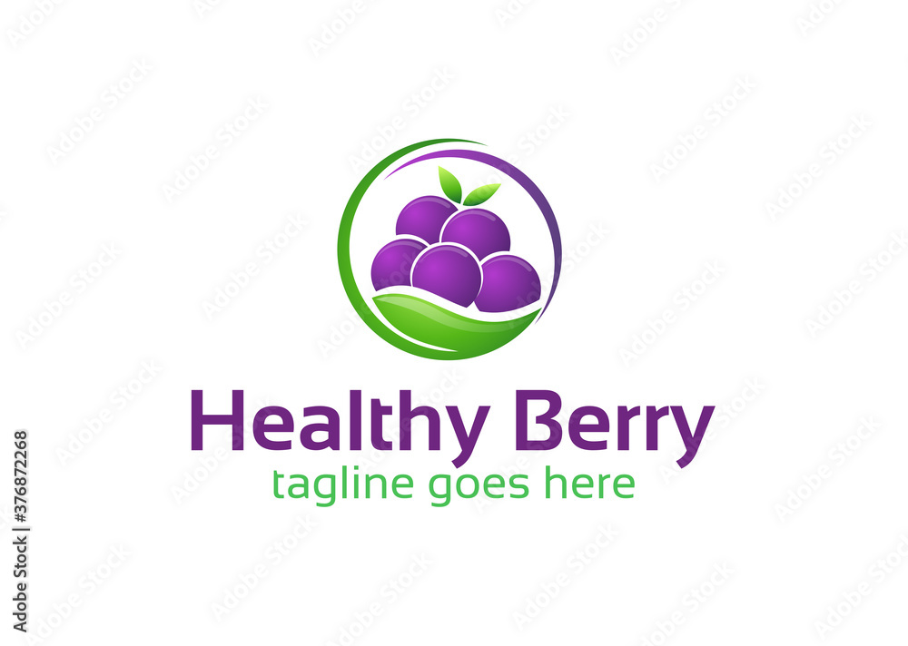Vetor do Stock: Healthy Berry Fruit Logo Design Template | Adobe Stock