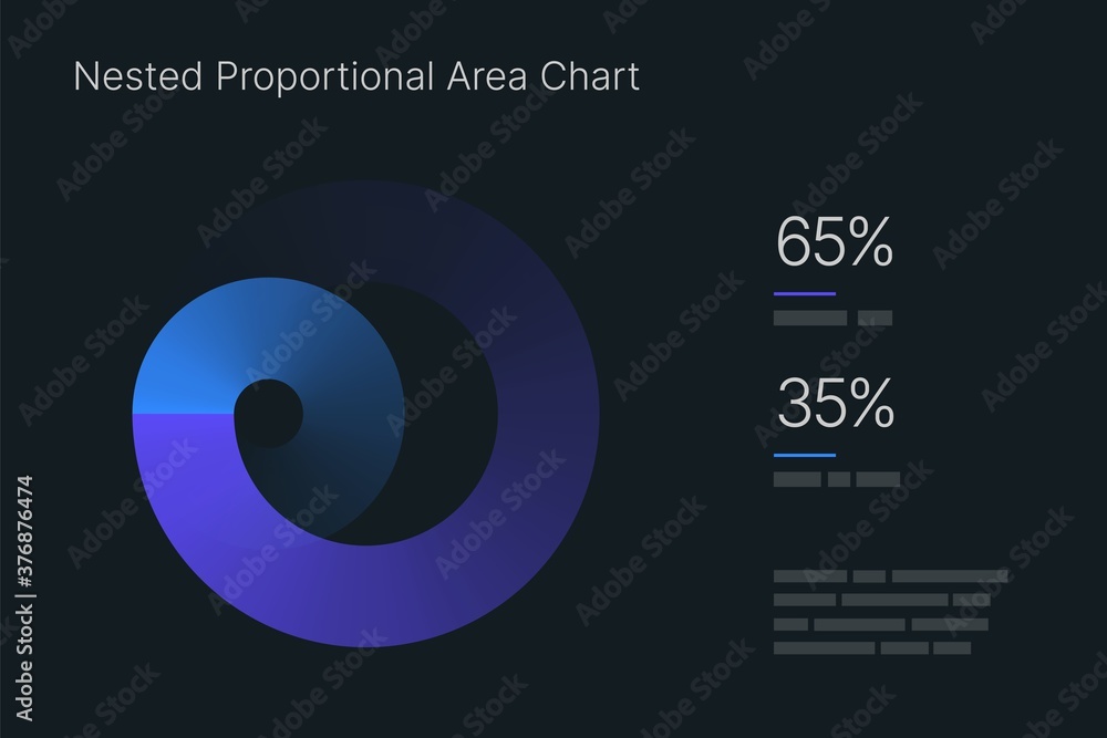 Proportional Area Chart. Elements of infographics on a dark background ...