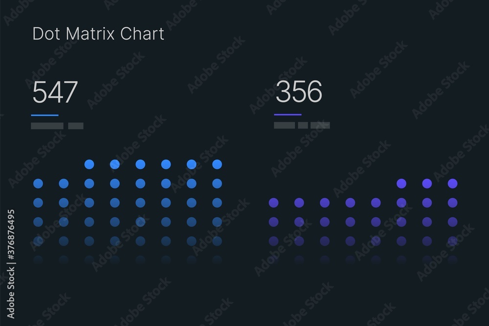 Dot Matrix Chart. Elements of infographics on a dark background. Use in ...