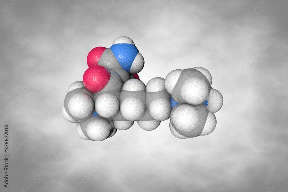 Molecular model of minocycline. Atoms are represented as spheres with ...