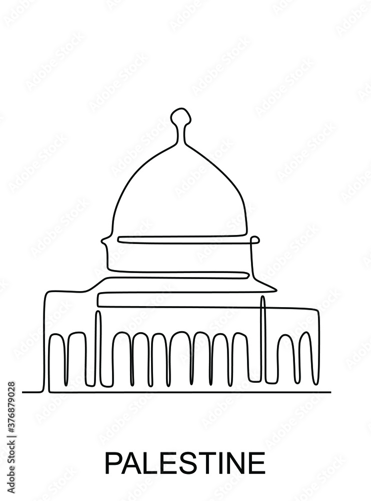 Al-Quds Mosque in Palestine - Continuous one line drawing. Vector ...