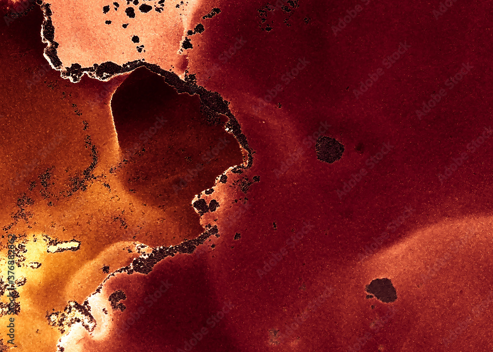 Ink Splash Paint. Cinnamon Sunny Gentle Airy Ink Painting. Gold Lush ...