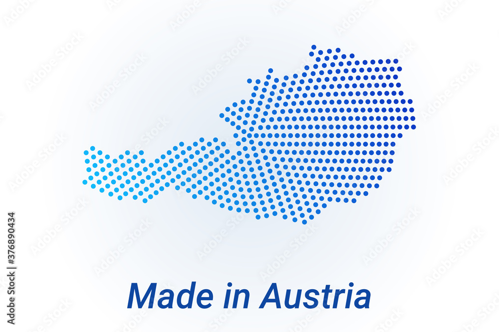 Map icon of Austria. Vector logo illustration with text Made in Austria ...