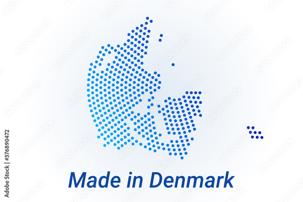Map icon of Denmark. Vector logo illustration with text Made in Denmark ...