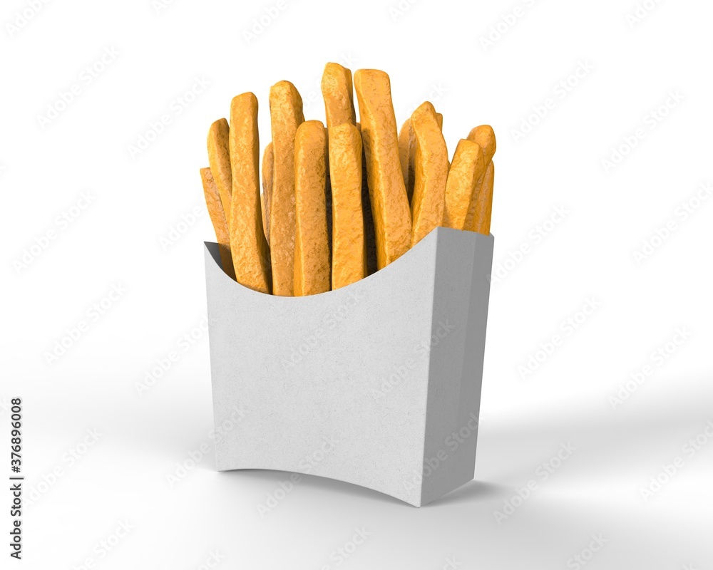 Blank Disposable French Fries Paper Box Pack For Mockup and Branding ...