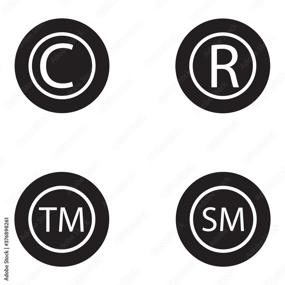 Copyright And Registered Trademark Icon Set Vector. Collection Of ...