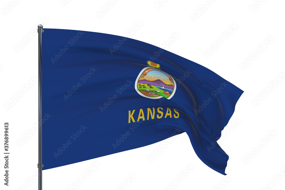 State of Kansas flag. 3D illustration, isolated on white, flags of the ...