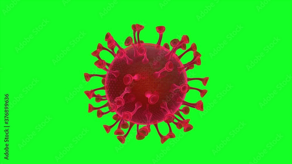 3D Animation of Virus Cell Rotating on Green Screen. Virus Cell Causing ...