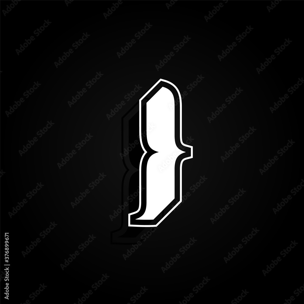 Modern, minimal and dynamic 'Rapper' font character with 45 degree ...