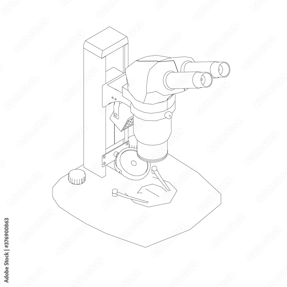 Microscope outline from black lines isolated on white background ...