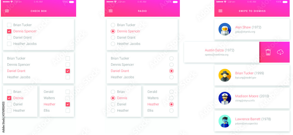 Modern design template for UI / UX light check box, radio button ...