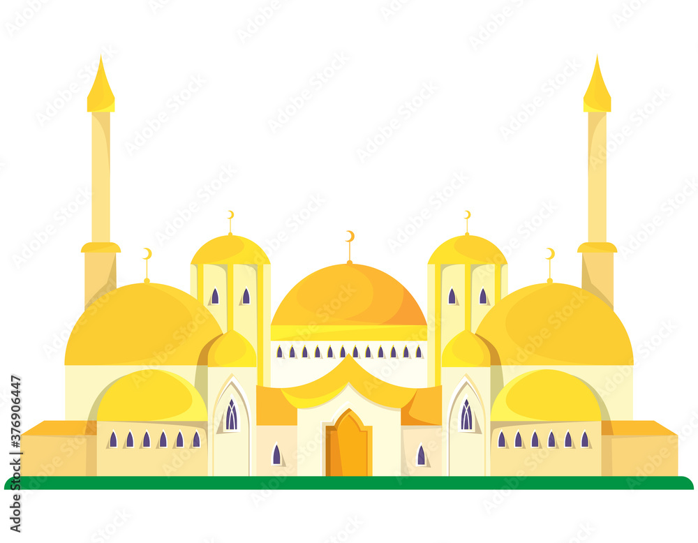 Big mosque in cartoon style. Beautiful object of architecture. Stock ...