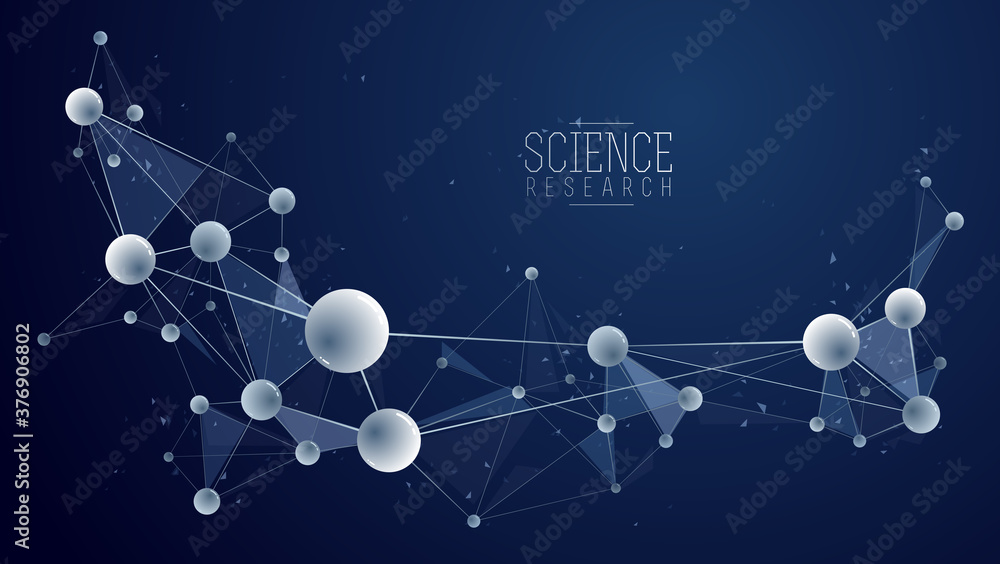 Molecules vector abstract background, 3D dimensional science chemistry ...
