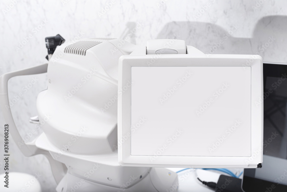 Optical CT scan. Ophthalmology clinic equipment. Diagnosis of vision ...