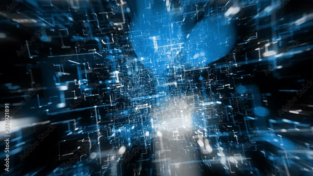 Abstract Digital Data High Technology Background Zoom In/ 4k animation ...