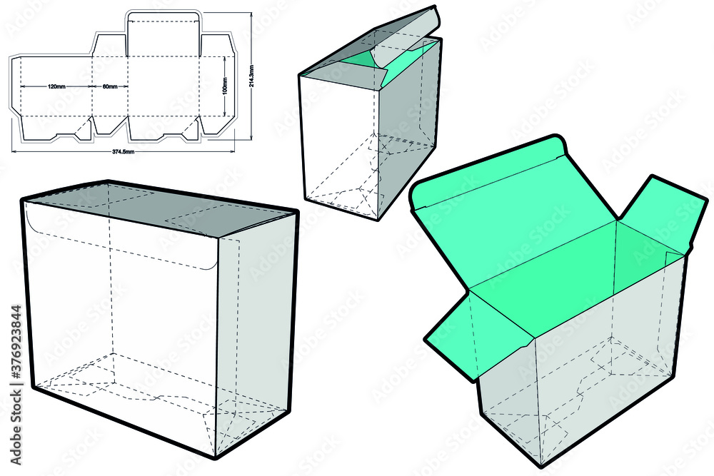 Folding Box (Internal measurement 12x6+10 cm) and Die-cut Pattern. EPS ...