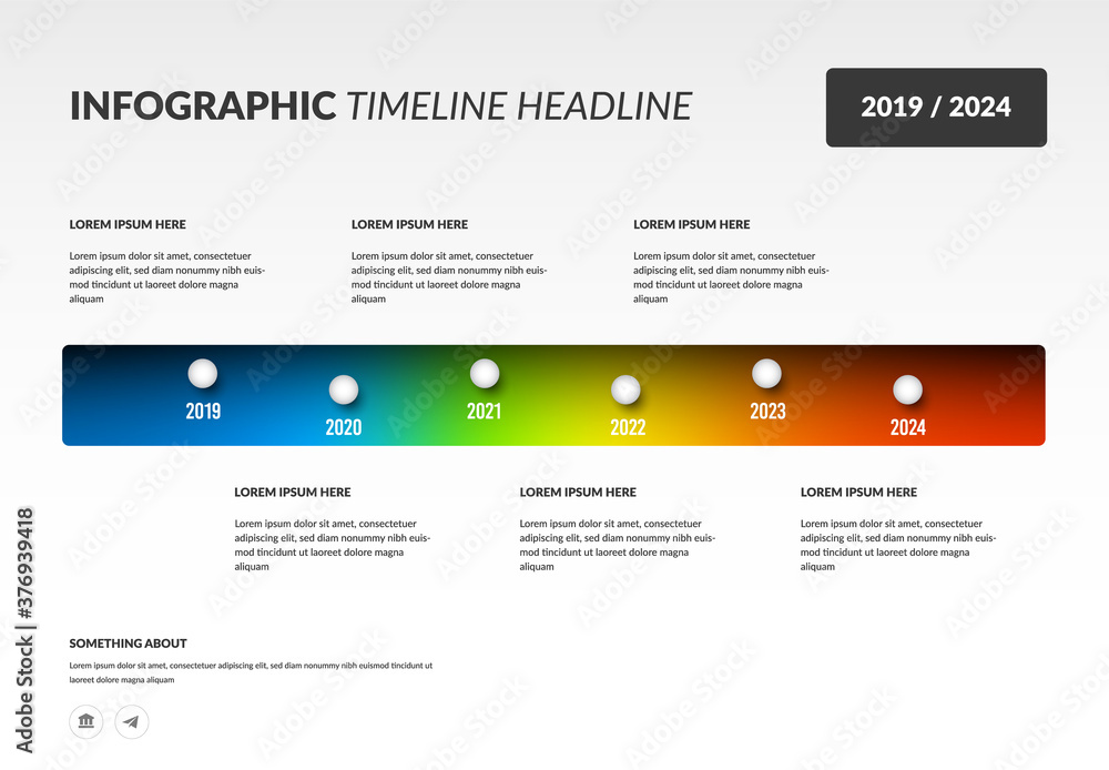 Horizontal timeline layout with annual values, colored gradient ...