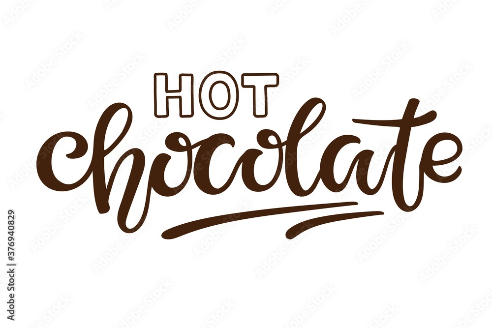 Hot Chocolate text isolated on white background. Greeting lettering ...