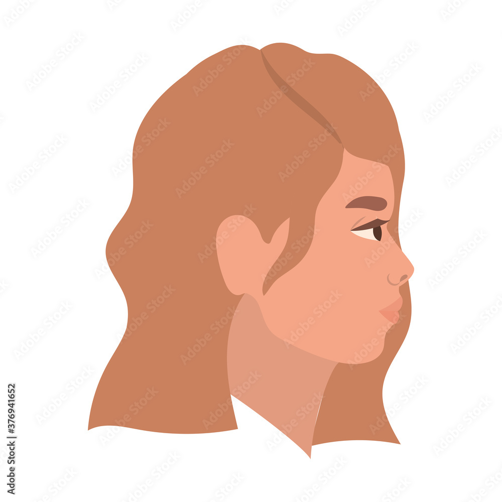 brown hair woman cartoon in side view vector design Stock Vector ...