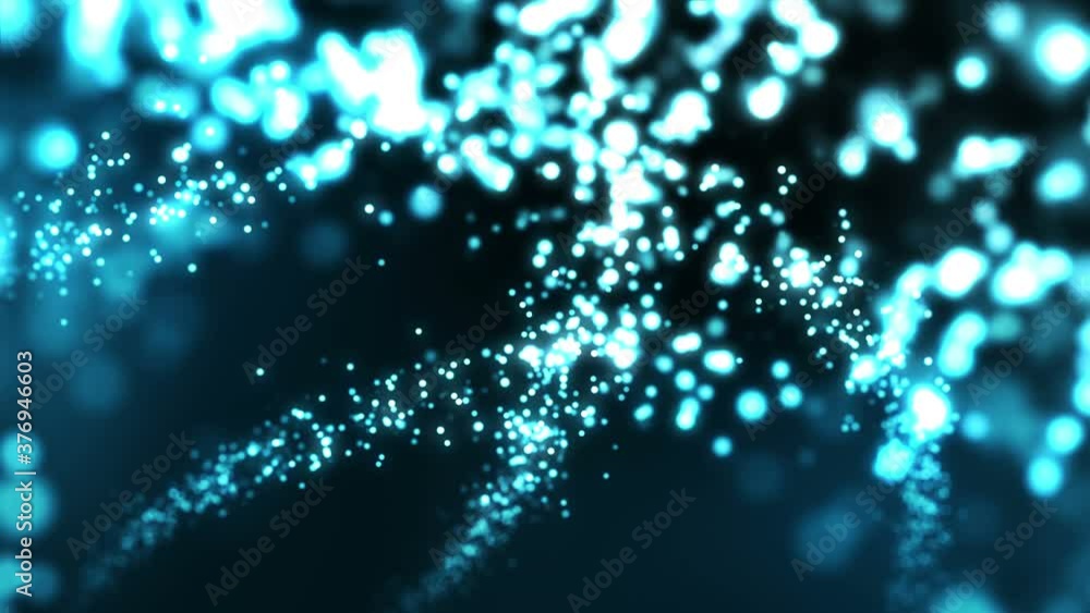 Blue digital wave with particles in motion. Abstract beautiful bokeh ...