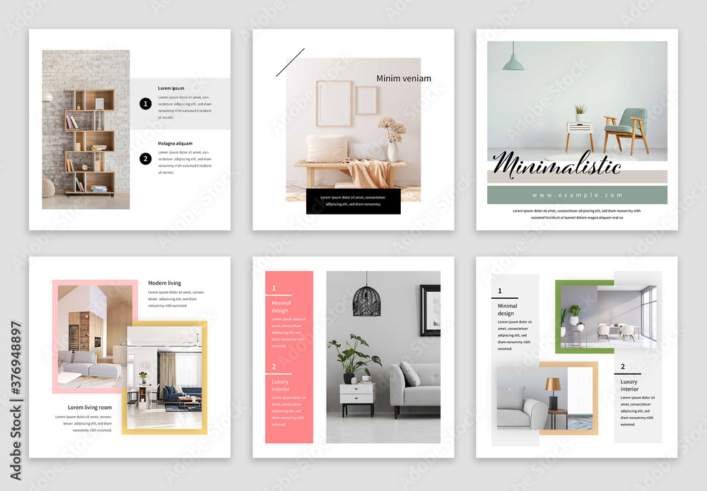 Clean and Minimal Social Media Post Layouts Stock Template | Adobe Stock