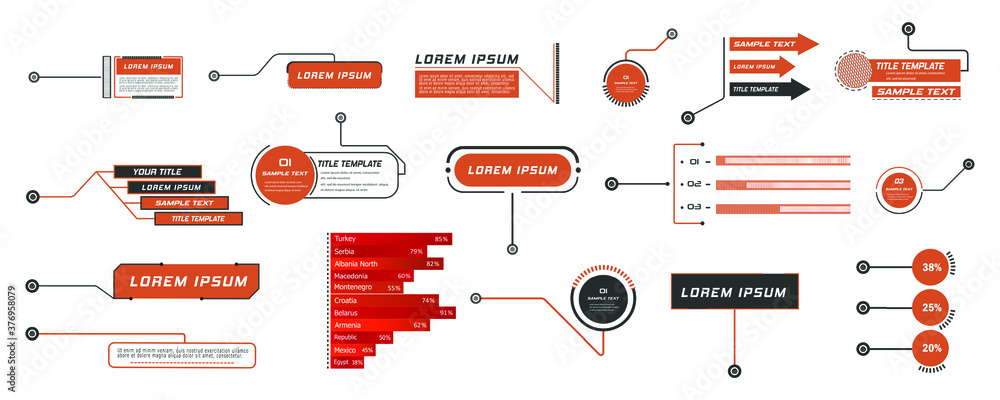 Digital callouts, footnotes.Layout for links and digital information ...