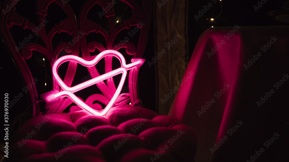 Bright luminous digital neon sign for a store or card beautiful shiny ...