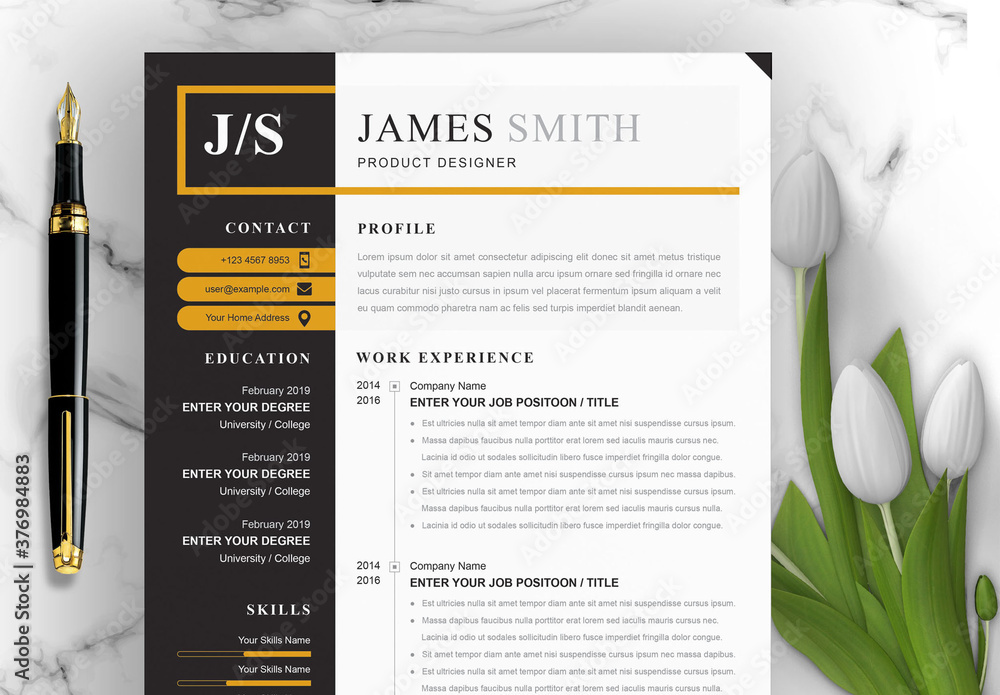 Vector Minimalist Creative Resume Stock Template | Adobe Stock
