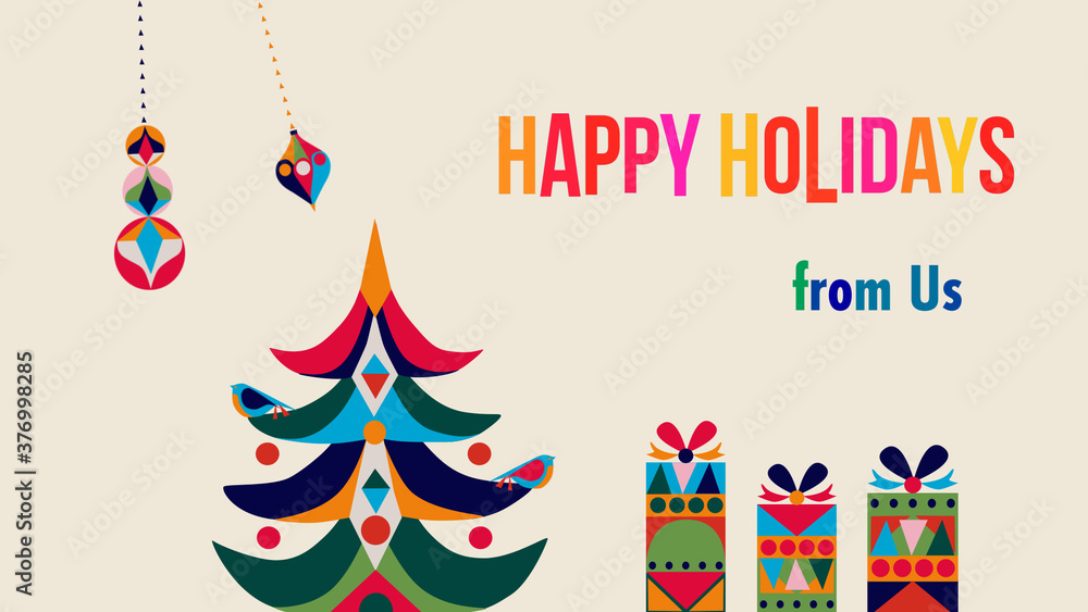 Retro Happy Holidays Title Stock Template | Adobe Stock