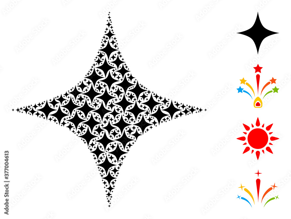 Vector black star collage is made of scattered self black star ...