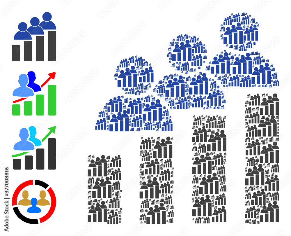 Vector people bar chart collage is done of random recursive people bar ...