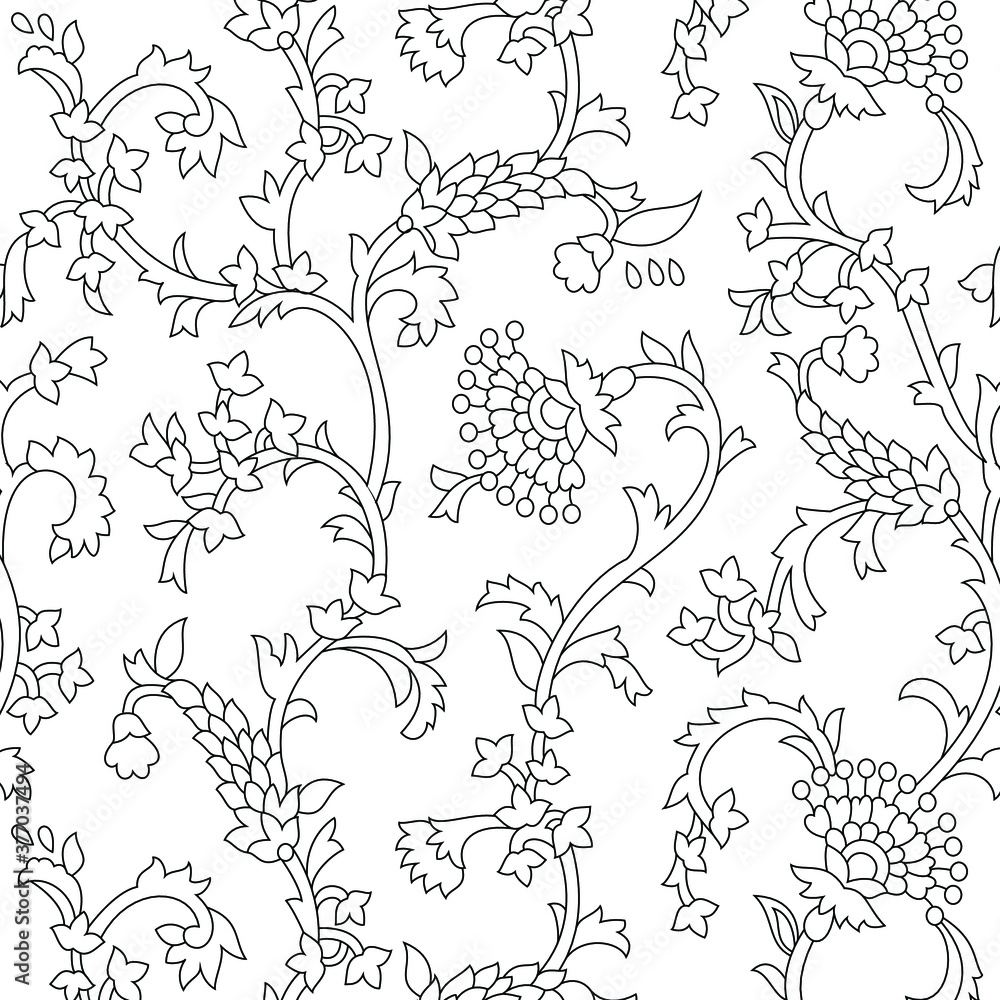 traditional Indian paisley pattern on-outline Stock Vector | Adobe Stock