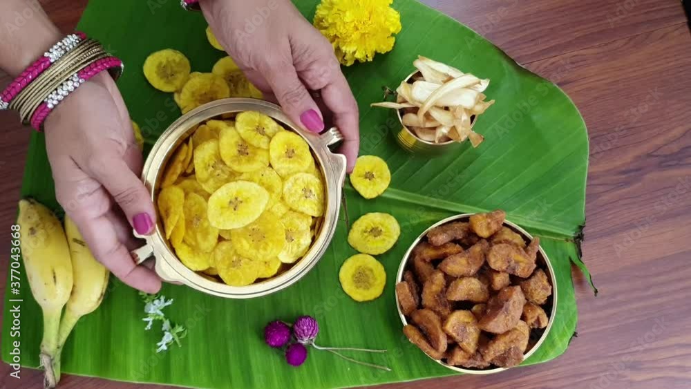Video of banana chips traditional Kerala fried snack for Indian lunch ...