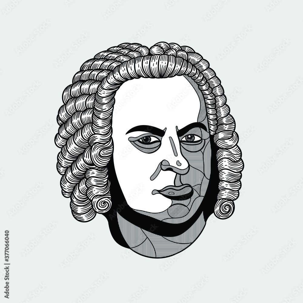 Johann Sebastian Bach. Vector illustration hand drawn. Stock Vector ...