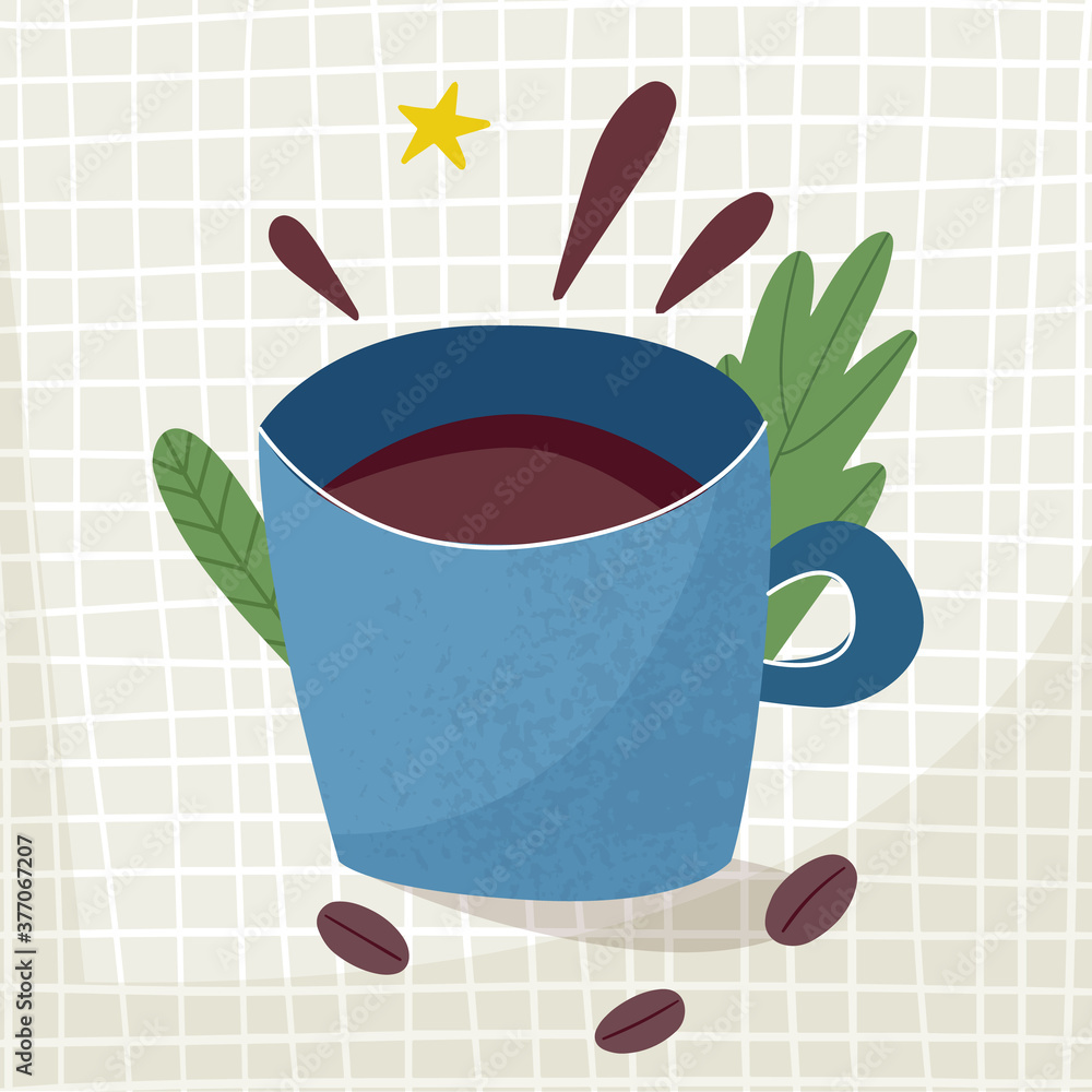 Coffee cup. Flat cartoon. Vector illustration Stock Vector | Adobe Stock