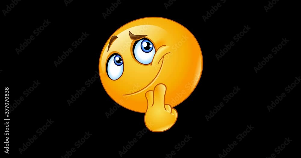 Animation of a pondering emoji emoticon with a single finger and thumb ...