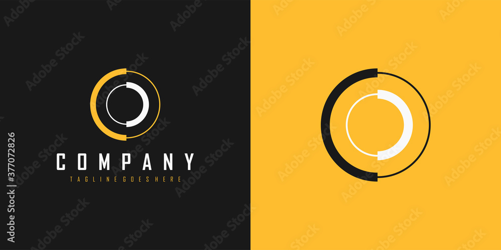 Abstract Initial Letter O Logo. Black and Yellow Shapes Circle Line ...