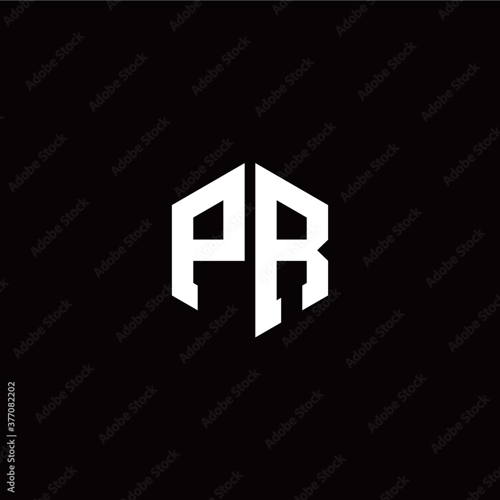 Initial P R letter with polygon modern style logo template vector Stock ...