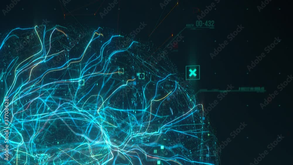 Futuristic human brain interface concept. Brain scan technology ...