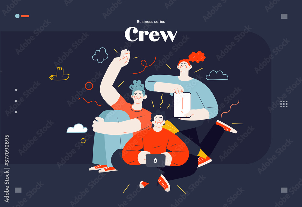 Business topics - our team, web template. Flat style modern outlined ...