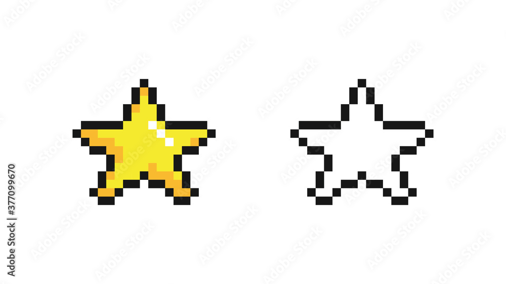 Pixel stars with video games isolated on white background. '8-bit style ...