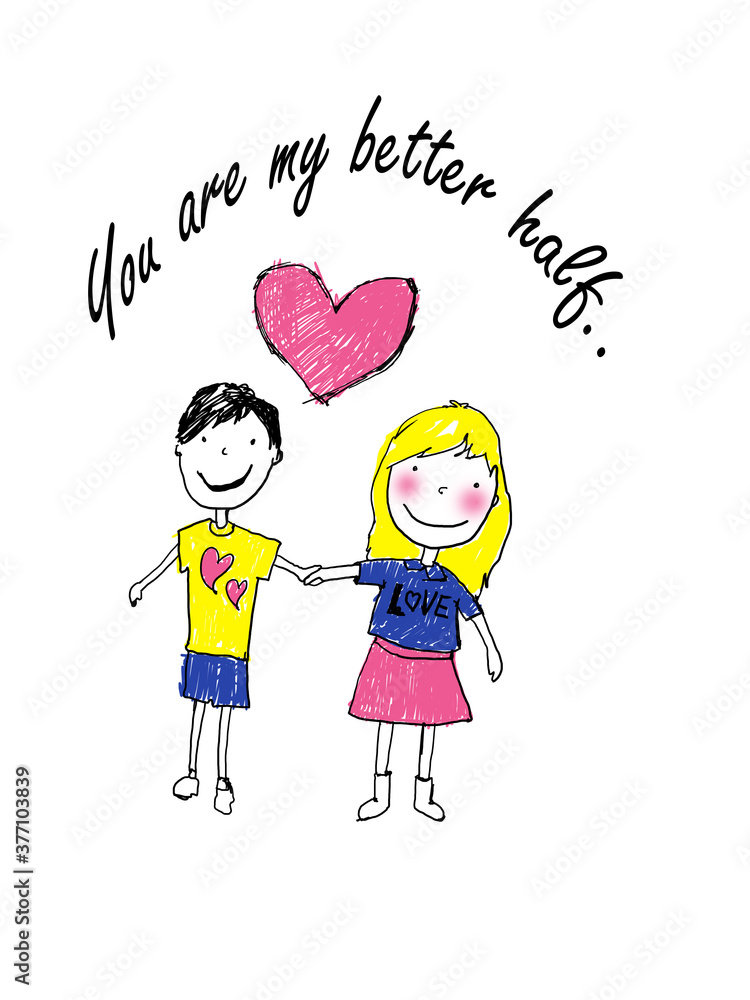 cartoon illustrated print with slogan Stock Illustration | Adobe Stock