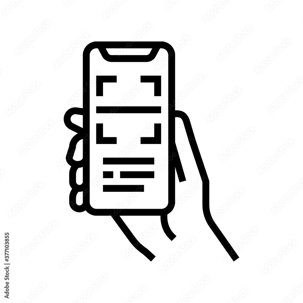 scanning qr code phone app line icon vector. scanning qr code phone app ...