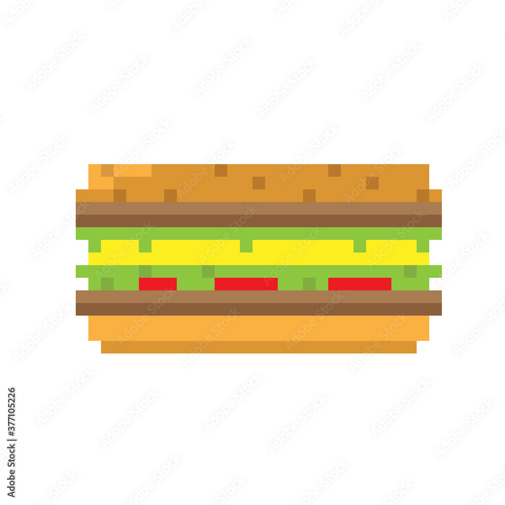 Hamburger pixel art. Vector pixel art. Stock Vector | Adobe Stock