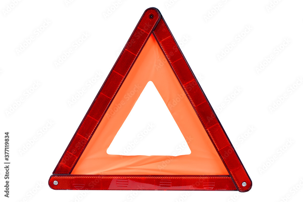 Red triangle sign isolated on white background. Emergency stop sign ...