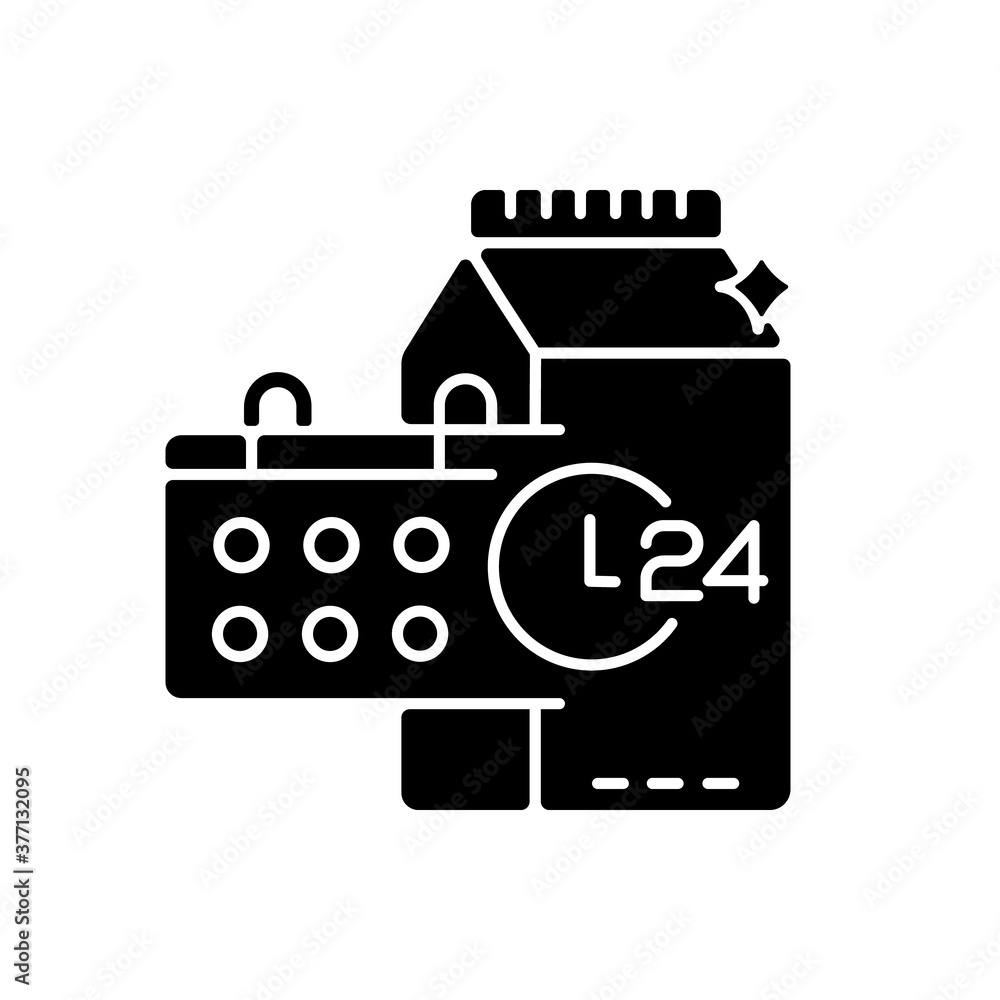 Product dates black glyph icon Stock Vector | Adobe Stock