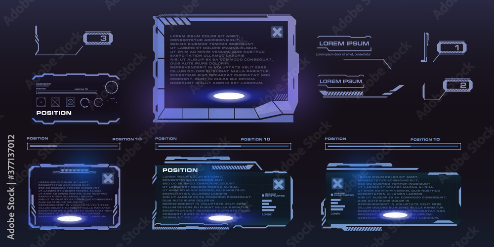 Set of futuristic frames for HUD interface. Headings, callouts ...