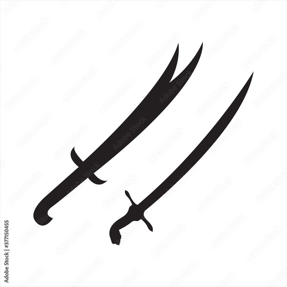 Vetor de Hazrat Ali's sword and Ottoman army sword, vector illustration ...